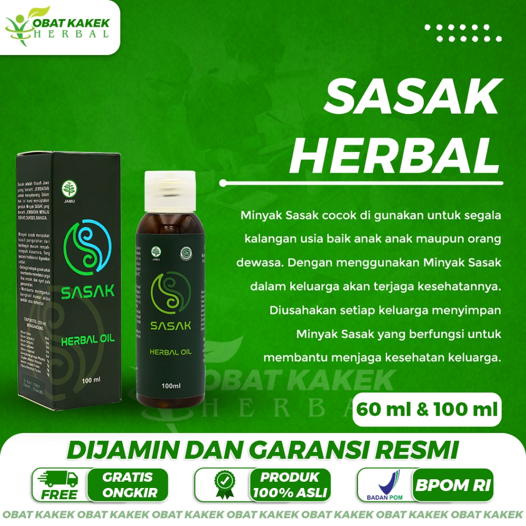 Jual ORIGINAL SASAK HERBAL OIL OBAT STROCK RINGAN SYARAF KEJEPIT MINYAK ...