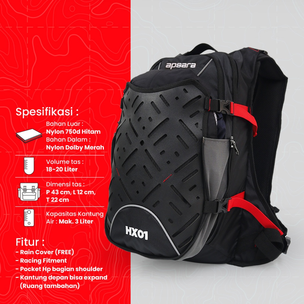 Jual Tas Ransel Punggung Hydropack HX01 Adventure Backpack Sepeda Gowes MTB Motor Trail Hitam ...