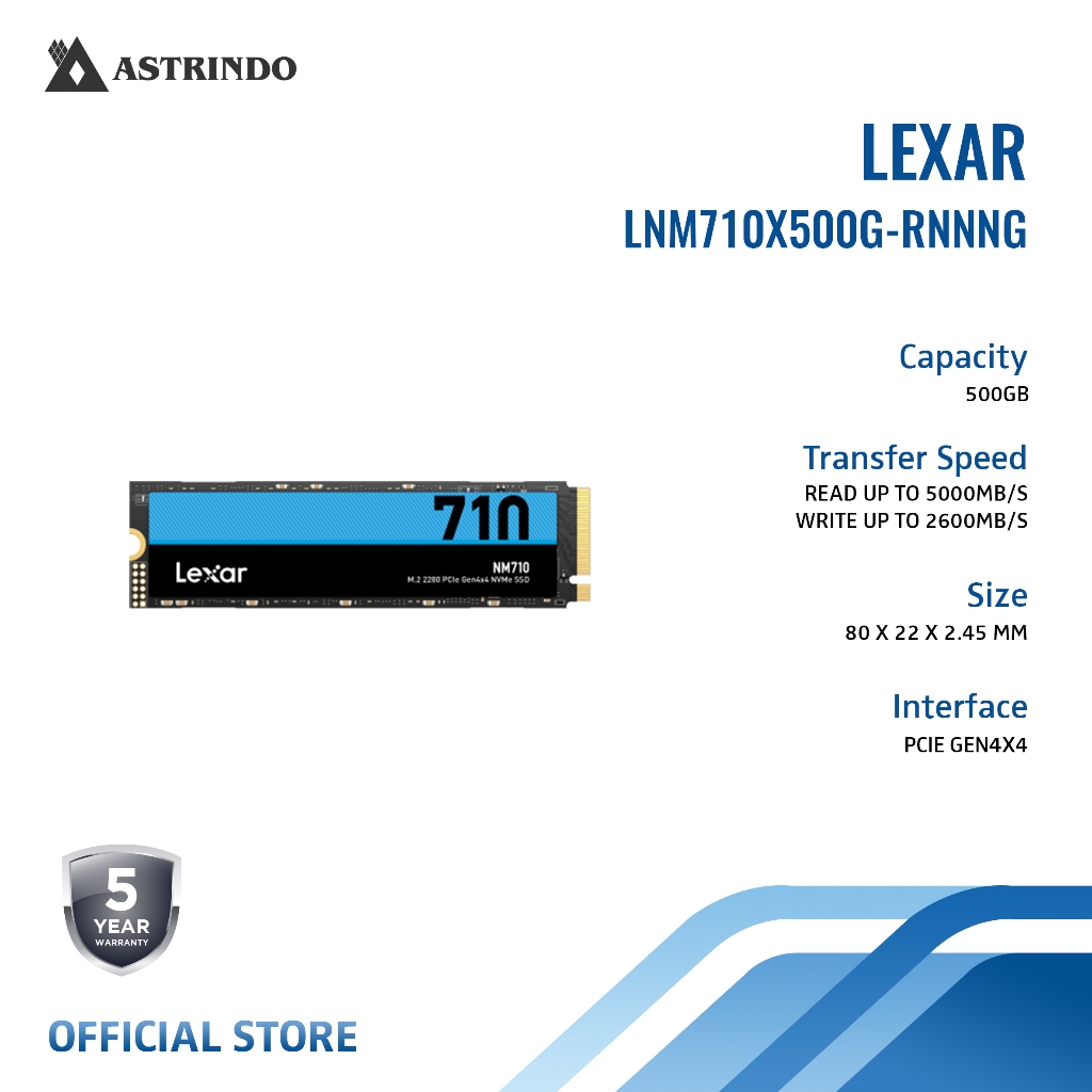 Jual Lexar SSD Internal NM710 M.2 2280 PCIe Gen 4x4 NVMe 500GB | Shopee ...
