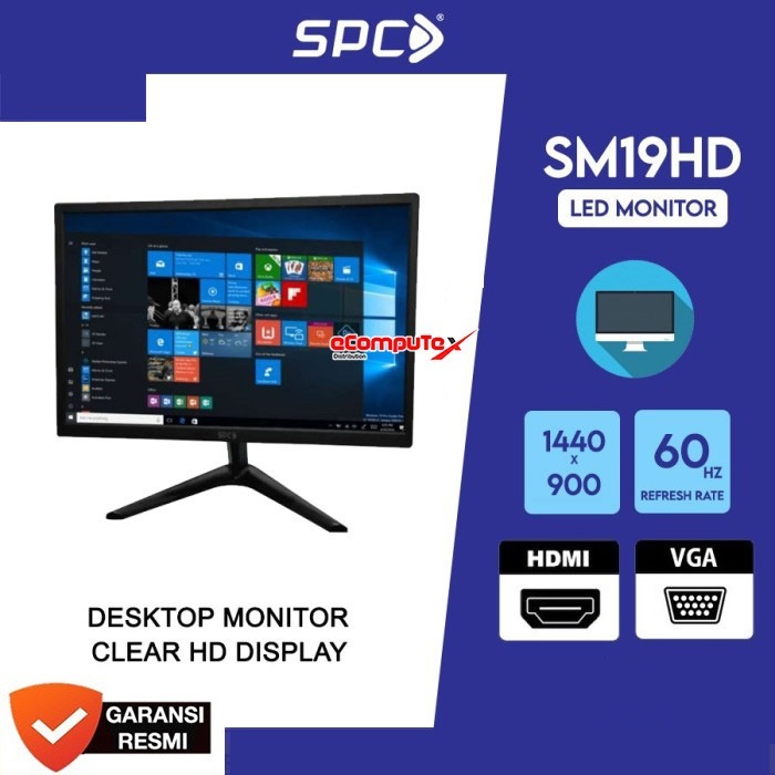 Jual MONITOR LED SPC 19" SM19HD HDMI/VGA 60HZ HIGH REFRESH ORIGINAL ...