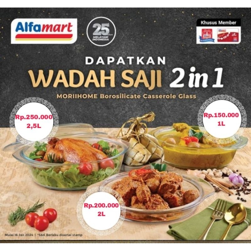 Jual Morii Alfamart Wadah saji 2in1 Borosilicate Casserole Glass 2,5L | Shopee Indonesia