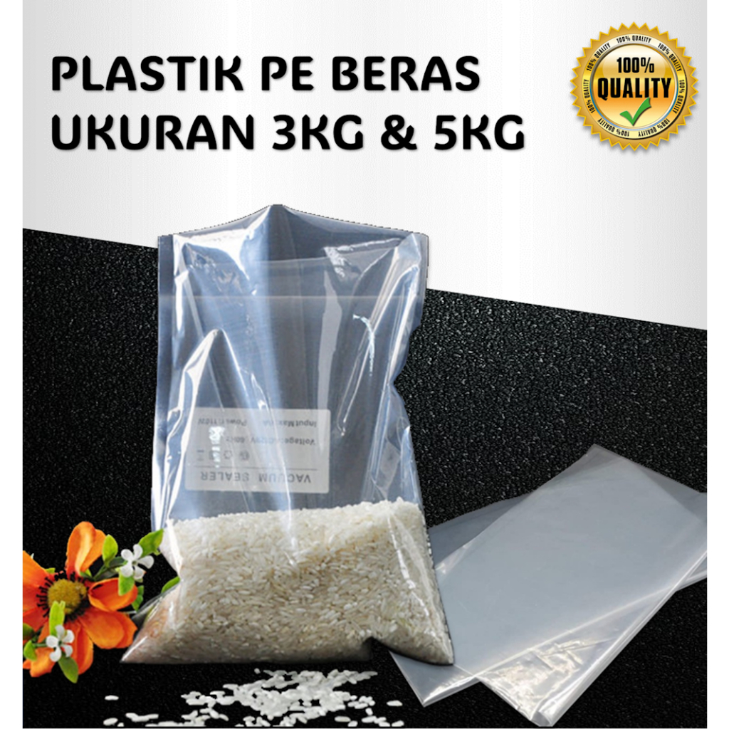 Jual plastik pe kantong beras gula tepung 3kg 5kg polos 1 kg | Shopee Indonesia