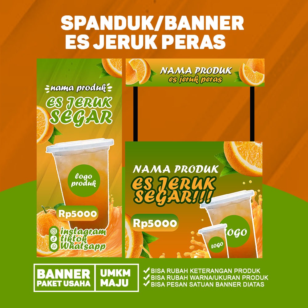 Jual (PAKET USAHA)spanduk/banner jualan minuman es jeruk peras murah ...