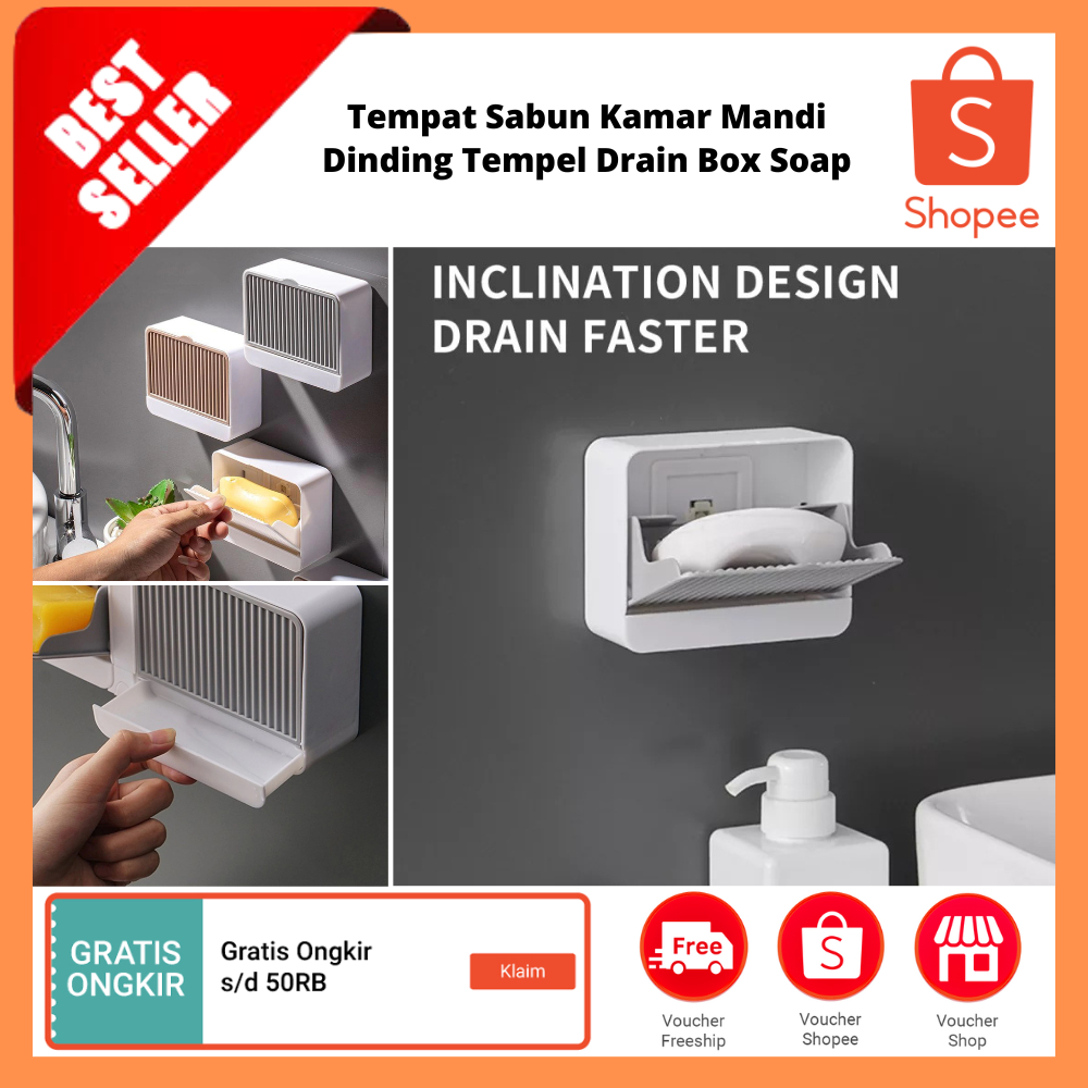 Jual Tempat Sabun Kamar Mandi Dinding Tempel Drain Box Soap / Kotak ...