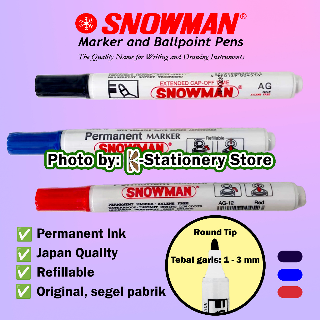 Jual [ Permanent ] Spidol Snowman Original Permanent Marker AG-12 ...