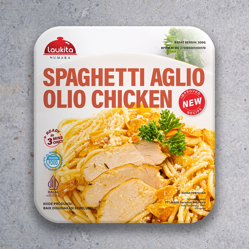 Jual Laukita Gourmet Spaghetti Aglio Olio Chicken Frozen Food Pasta ...