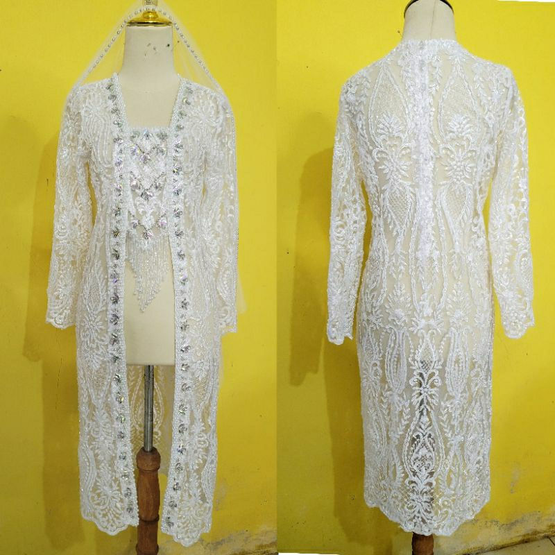 Jual PREMIUM!!! FULL PAYET BAJU AKAD PREMIUM PENGANTIN BROKAT PUTIH ...