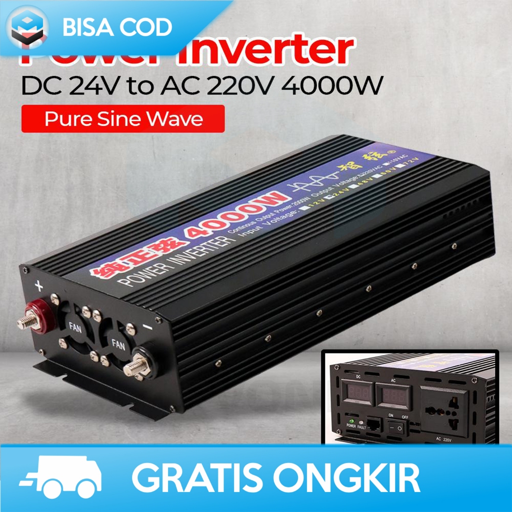 Jual POWER INVENTER CAR DC 24 TO AC 220 V 1000 WATT PURE SINE WAVE ...