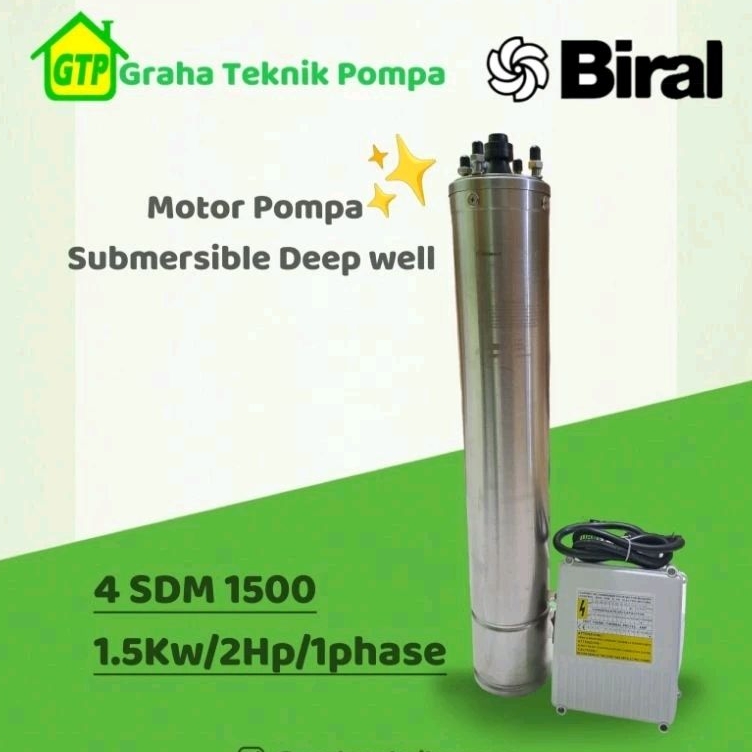 Jual Biral Motor Pompa Submersible Deep Well Type 4 SDM 1500 Pompa Air ...