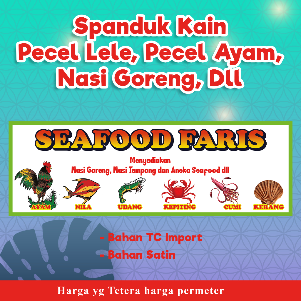 Jual SPANDUK KAIN PRINTING PECEL LELE l PECEL AYAM l SATE MADURA l NASI ...