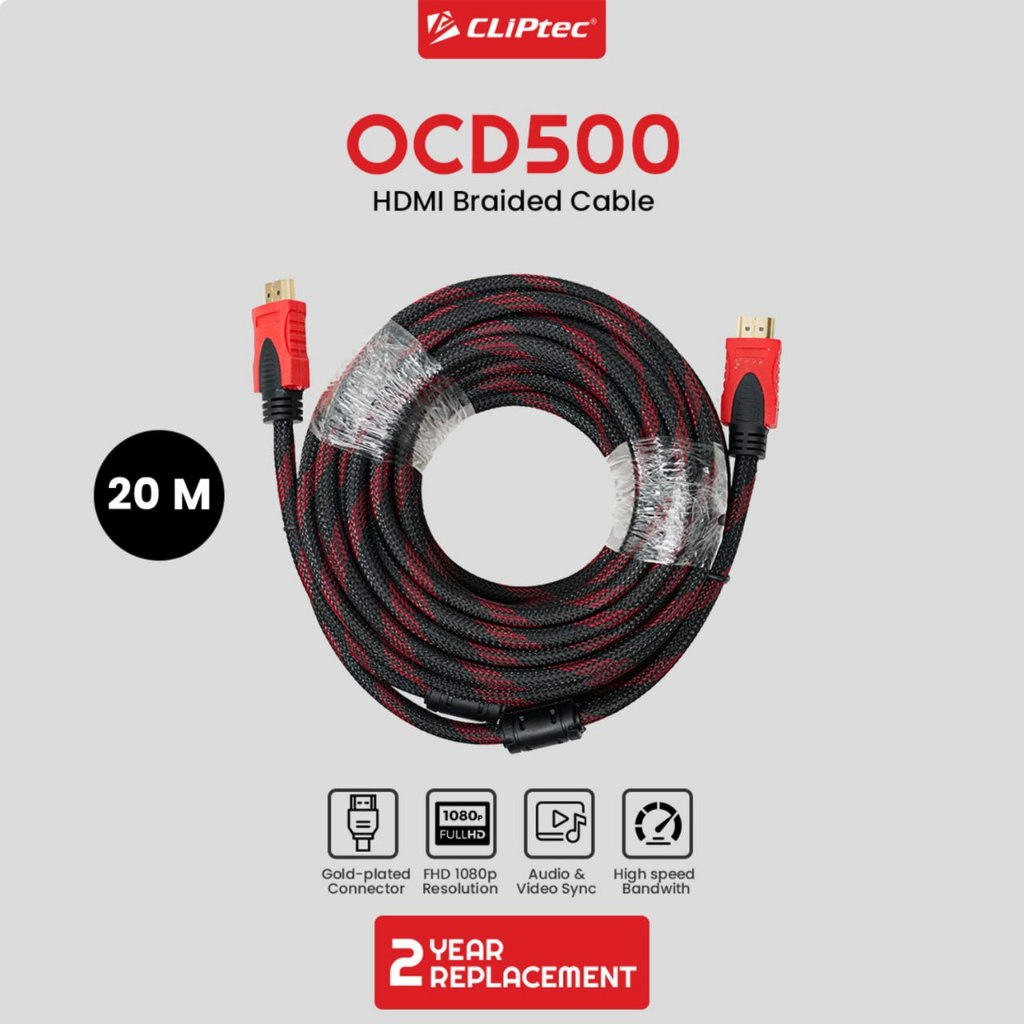 Jual Kabel Hdmi to Hdmi 20m High Speed Full HD Gold Plated CLIPtec ...