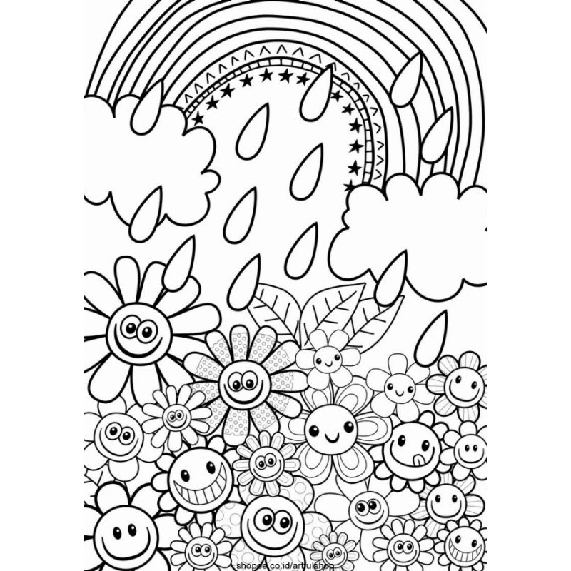 Jual KERTAS MEWARNAI/GAMBAR/SKETSA/COLORING BUNGA CANTIK UNTUK ANAK ...