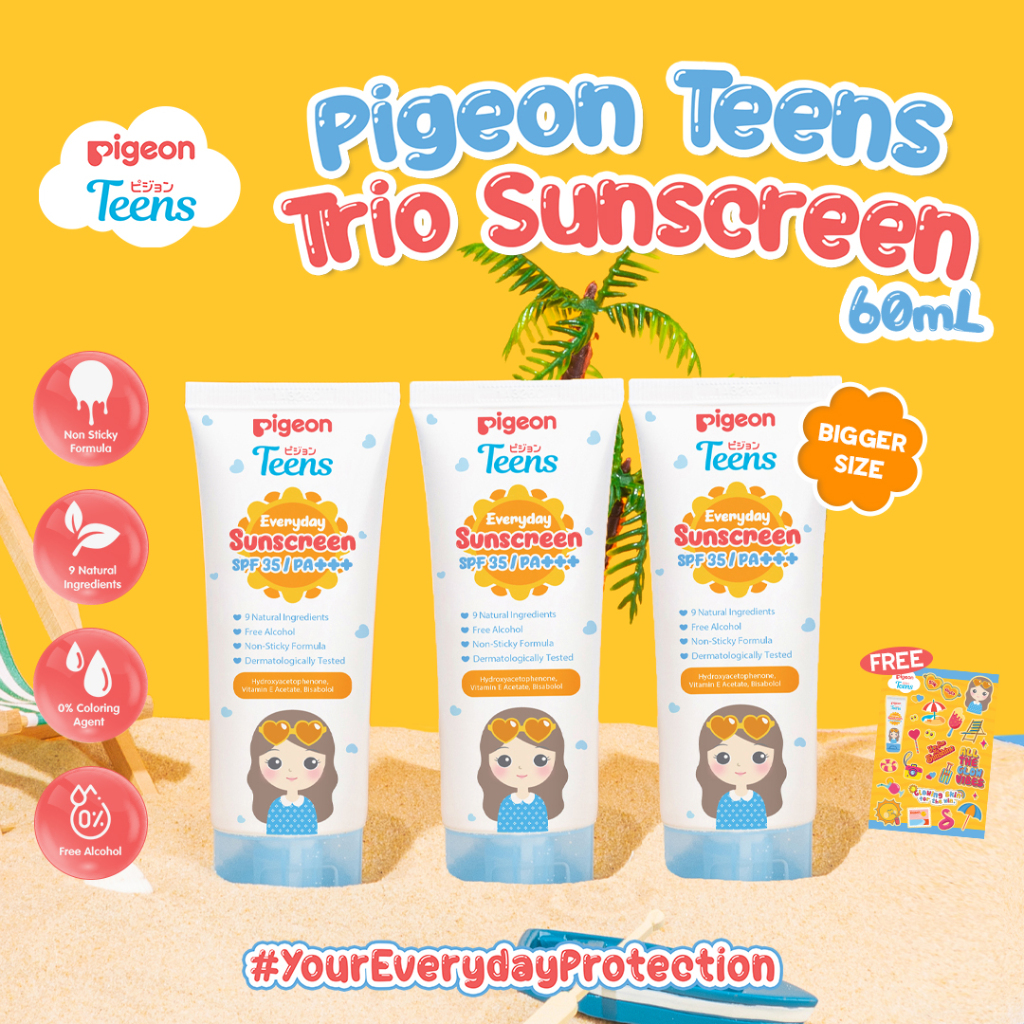 Jual (TRIPLE PACK) PIGEON TEENS TRIO SUNSCREEN 60ML | Shopee Indonesia