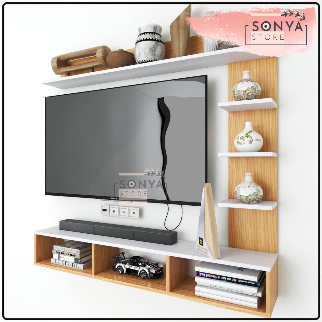 Jual Rak tv Tempel Dinding Minimalis 32-55 inch | Set Furniture Rak ...