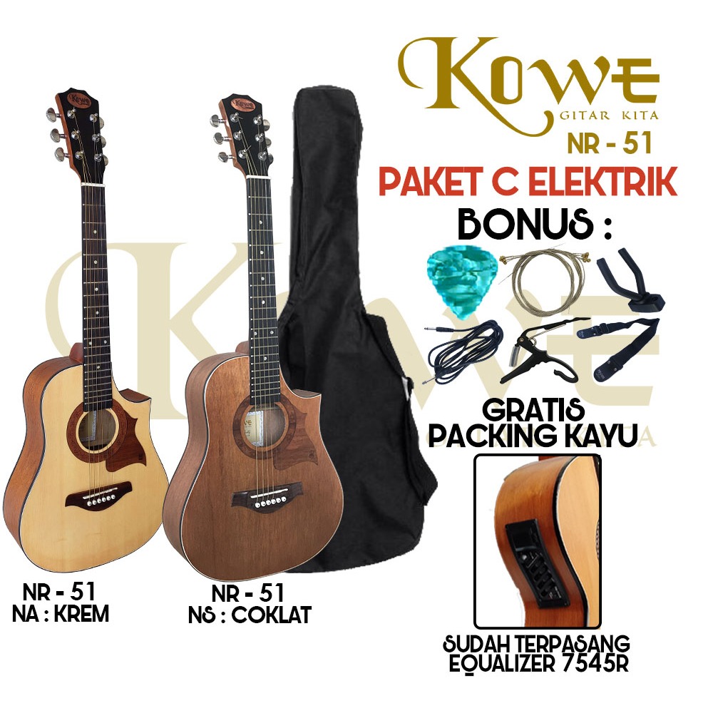 Jual Gitar Akustik KOWE GITAR Ukuran 3/4 Seri NR 51 NS Original Packing ...