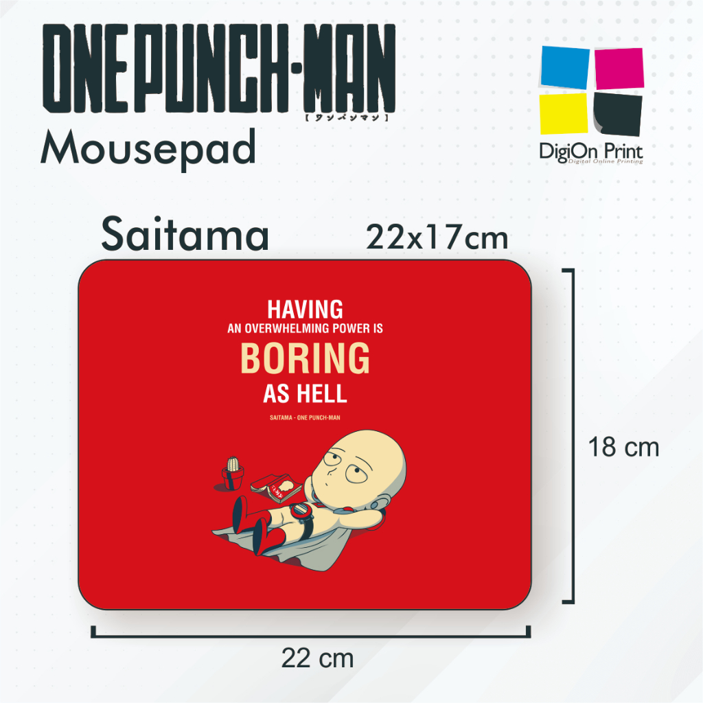 Jual mousepad anime One Punch Man SAITAMA murah berkwalitas full colour ...