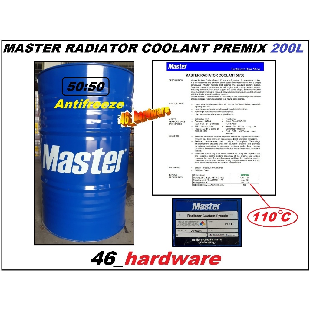 Jual MASTER RADIATOR COOLANT HIJAU 50:50 PREMIX DRUM 200L ALAT BERAT ...