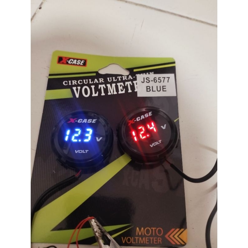 Jual voltmeter bulat mini slim pengukur aki bulat mini voltmeter led ...