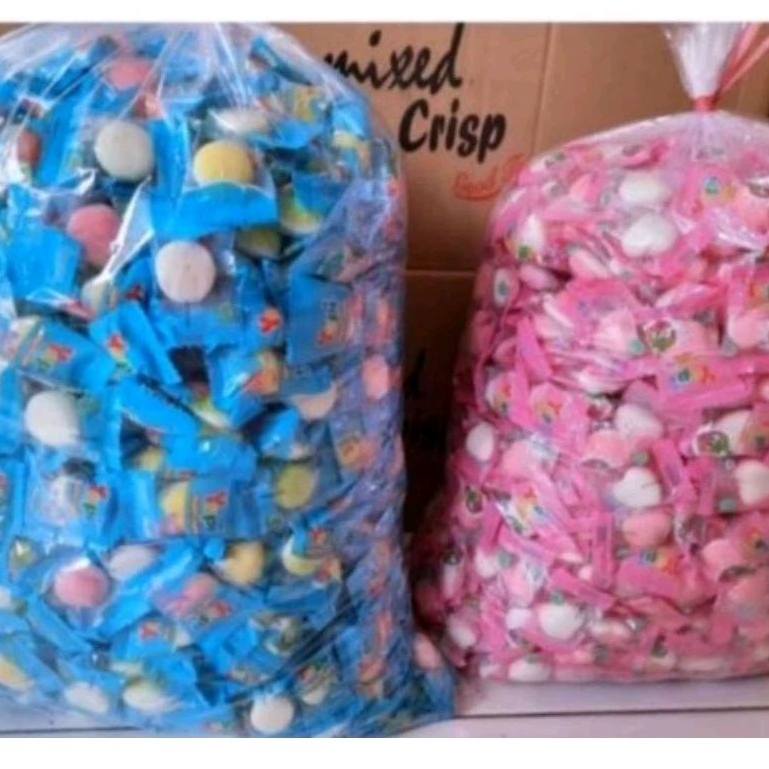Jual Permen Yupi Pink Kiss Strawberry dan Biru Fruity Puff Loss 1 Kg ...