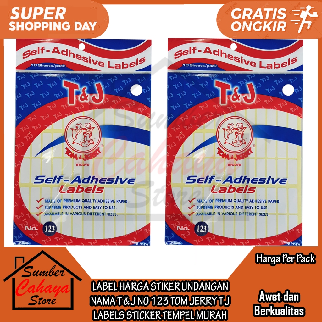 Jual T & J No 123 Label Undangan 123 Stiker Nama Tj Tom Jerry Isi 10 Lembar Warna Putih Labels ...