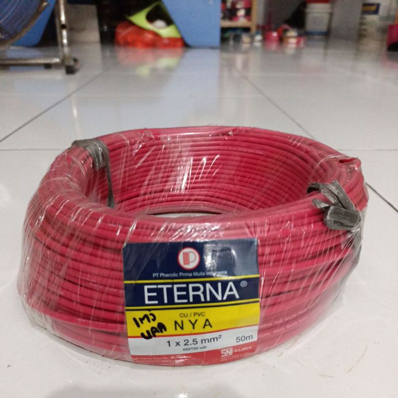 Jual Kabel Listrik Tunggal Kawat ETERNA NYA 2,5mm 2,5 mm Roll 50 Meter SNI - Hitam Merah ...