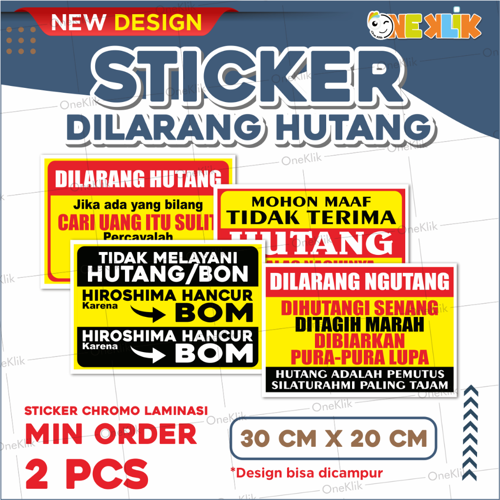 Jual Sticker Dilarang Hutang / Sticker Hutang model 2 / Sticker Toko ...