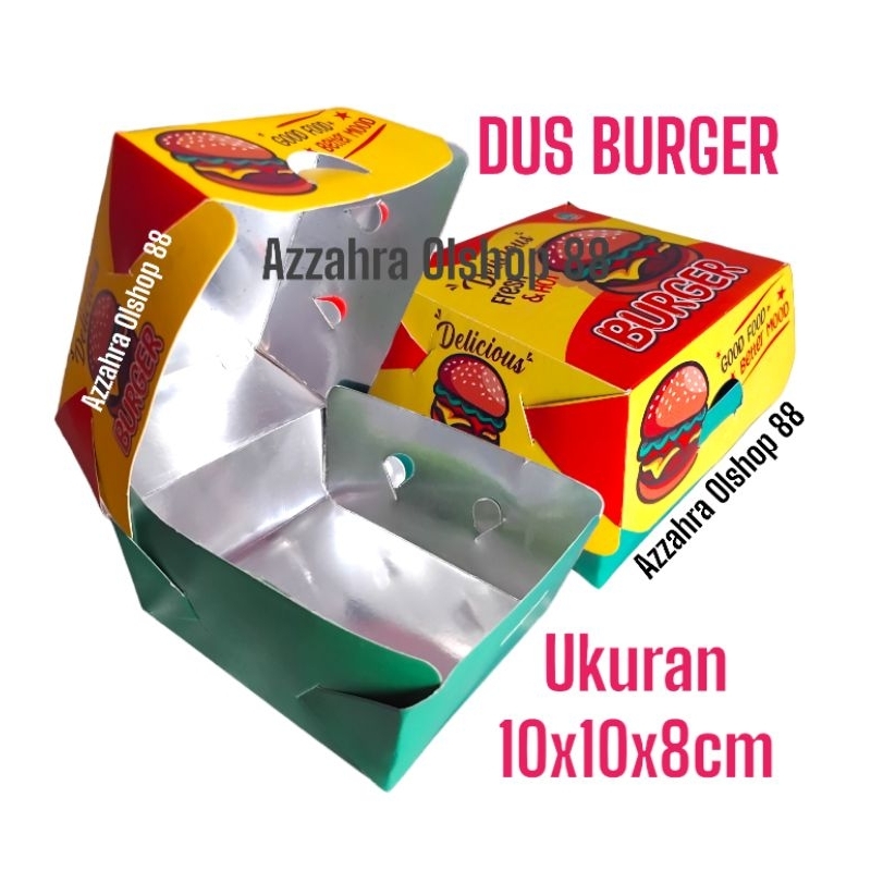 Jual Box Burger / Dus Burger / ukuran 10x10x8cm / bahan evory voil ...