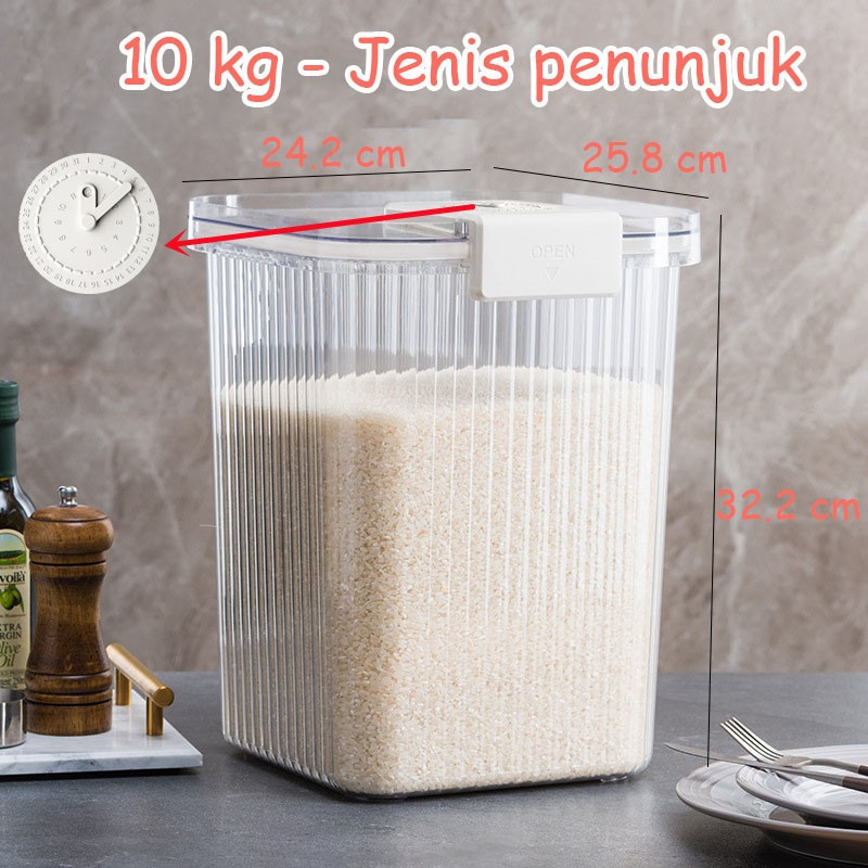Jual 5/10/15KG Wadah Beras Kontainer beras Kotak beras transparan Wadah ...