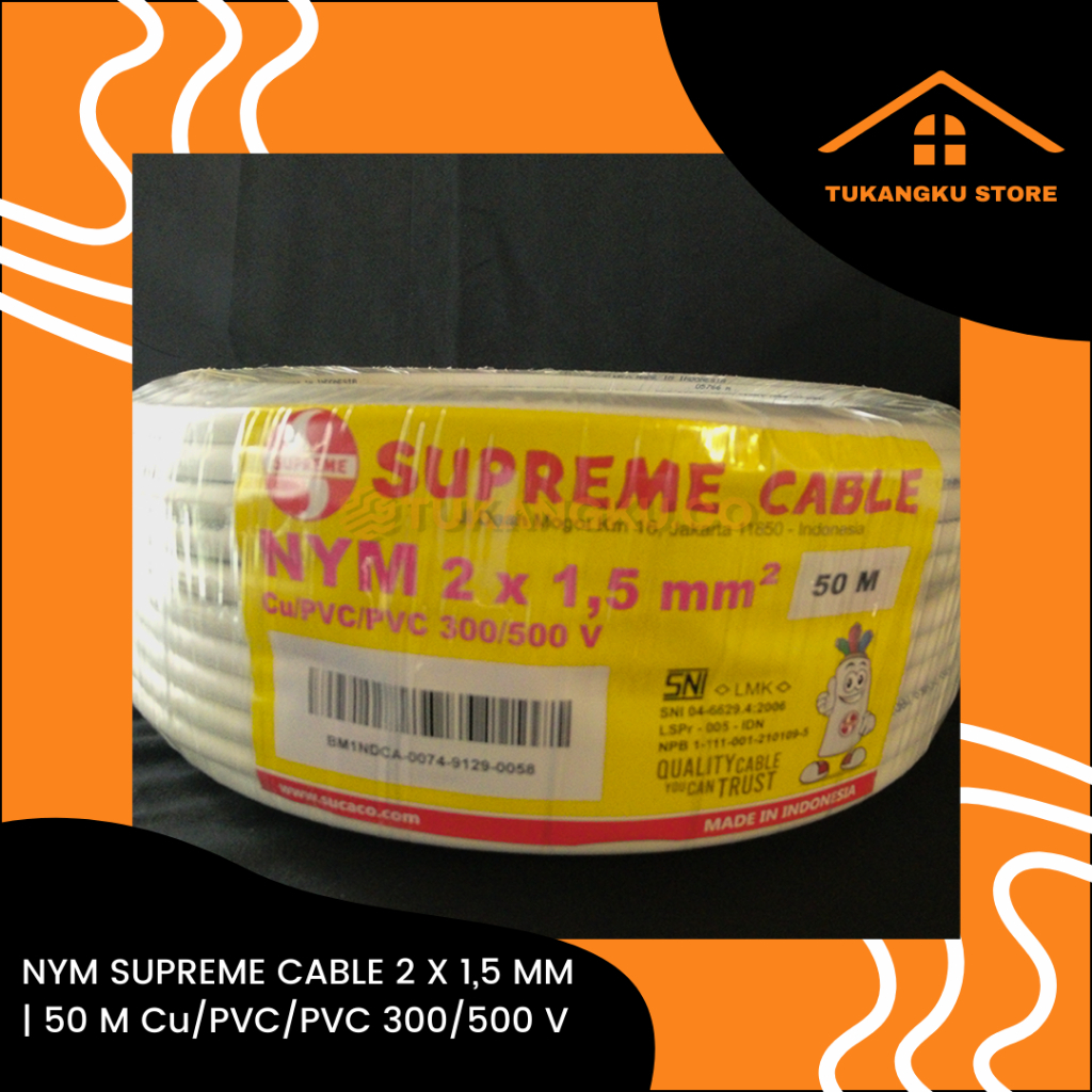 Jual KABEL LISTRIK NYM SUPREME CABLE / KABEL SUPREME 2 X 1,5 MM | 50 METER | Shopee Indonesia