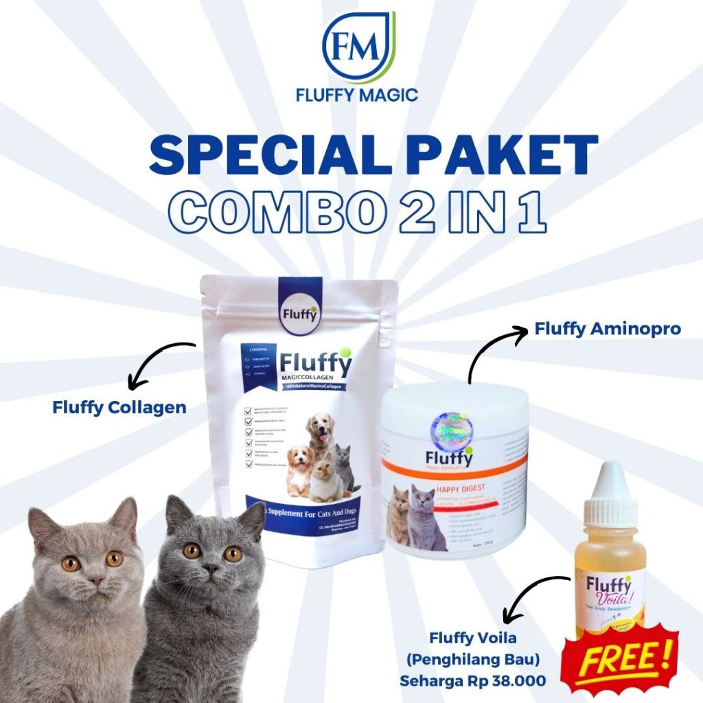 Jual Vitamin Kucing Gembul dan Bulu Terbaik Paket Combo Fluffy Magic ...