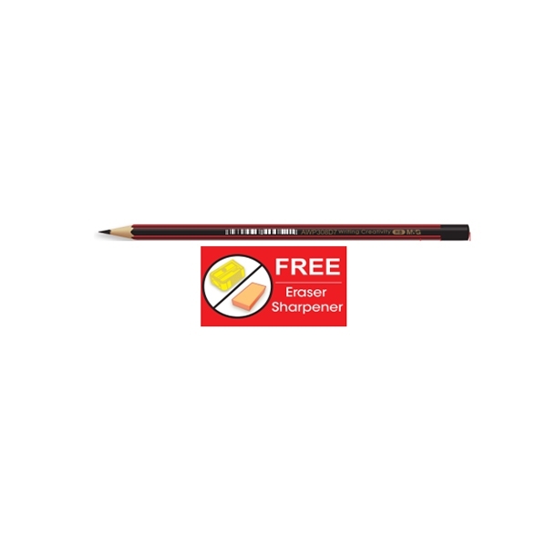 Jual Pensil M&G Standard HB Pencil With Eraser Sharpener AWP308D7 Set ...