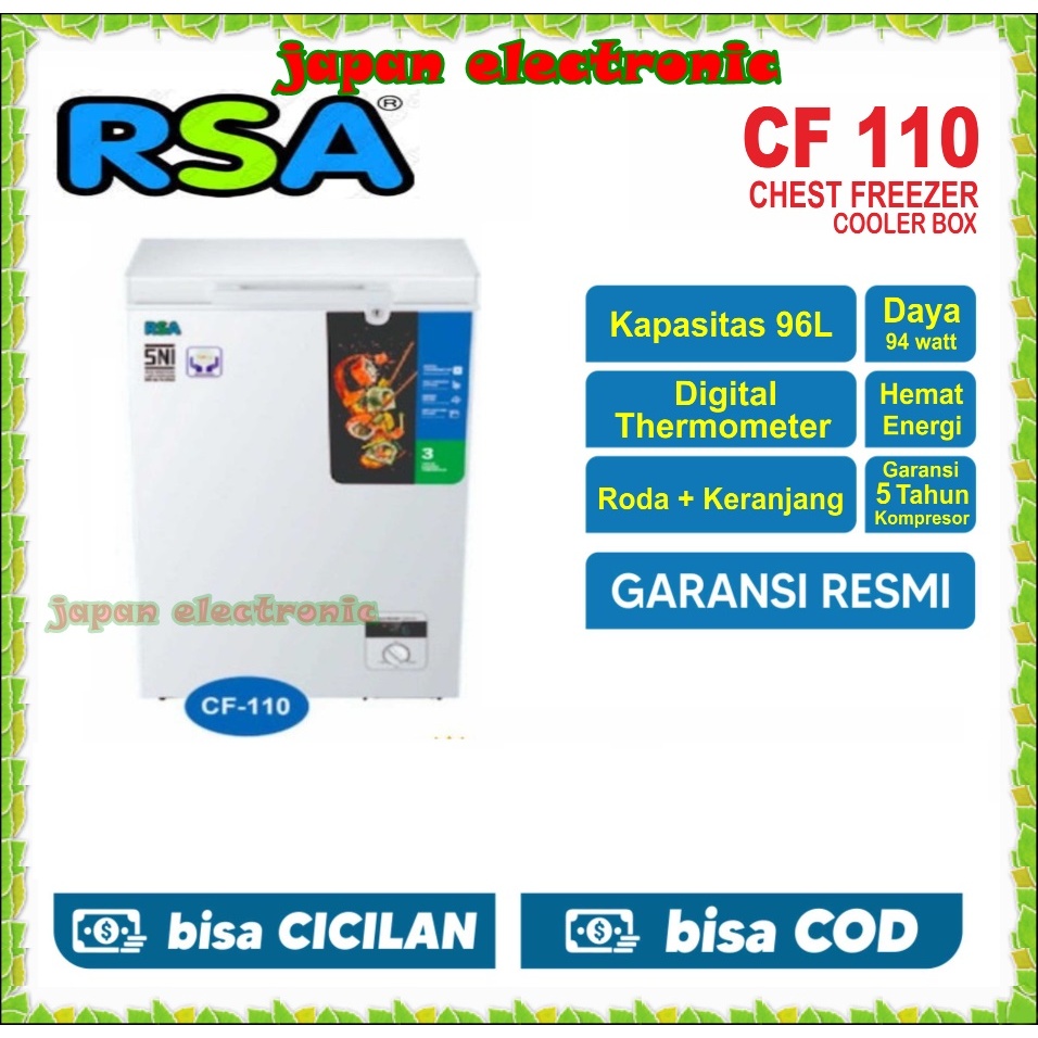 Jual Promo RSA CF-110 Chest Freezer 100 Liter promo murah garansi resmi ...