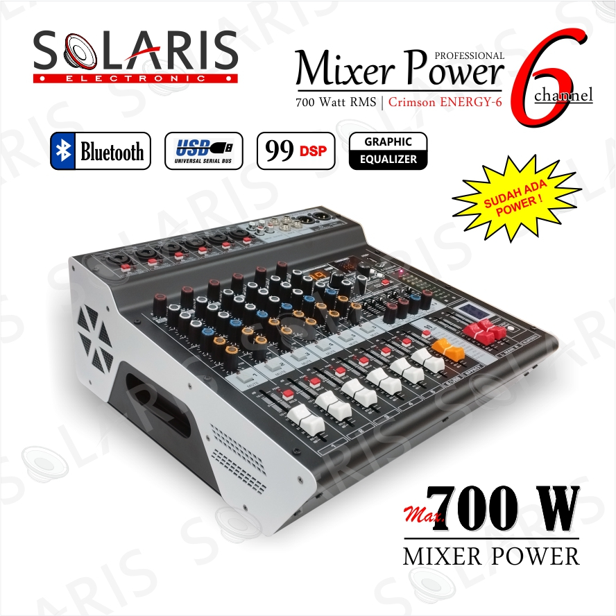 Jual POWER MIXER 6 Channel 700 Watt CRIMSON Tipe ENERGY 6 ORIGINAL ...