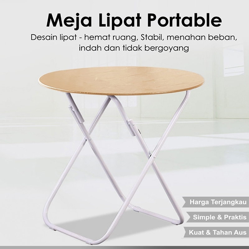 Jual Meja Lipat Portable Meja Bulat Diameter 60cm Meja Lipat Kayu Kaki ...