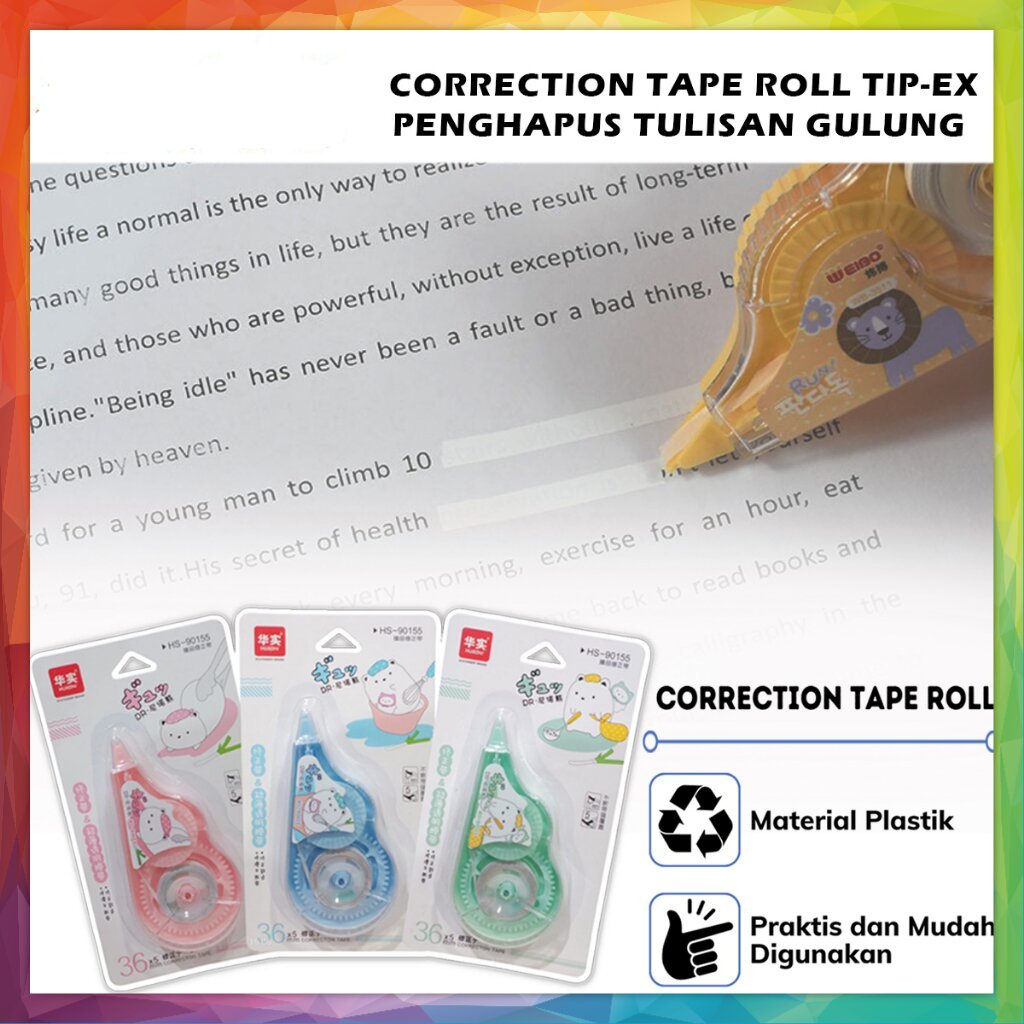 Jual Tipe-X / Correction Tape Roll Karakter Pita Koreksi Gulungan Tidak ...