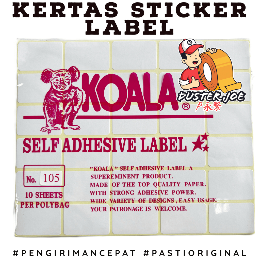 Jual Kertas Sticker Label KOALA NO 105 PER 1 PCS isi 10 lembar | Shopee ...