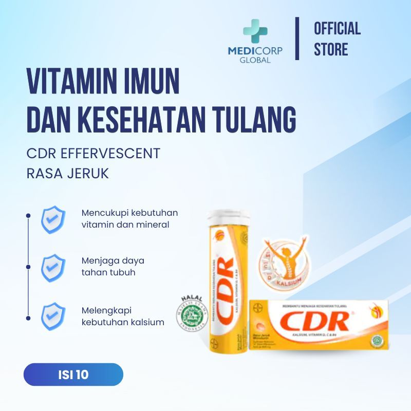 Jual [MEDICORP] CDR 10 effervescent vitamin rasa jeruk / vit B C D ...
