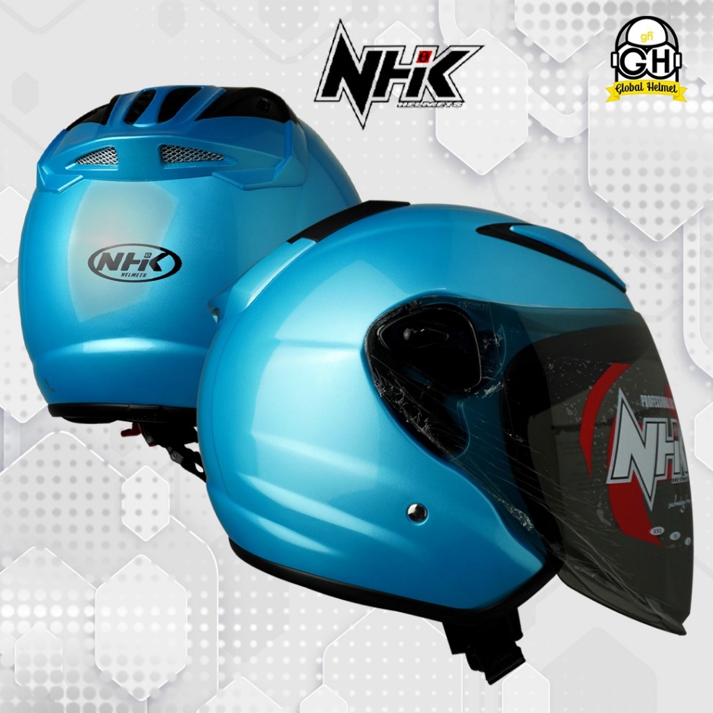 Jual HELM HALF FACE NHK R6 NHK R-6 SOLID ICE BLUE | Shopee Indonesia