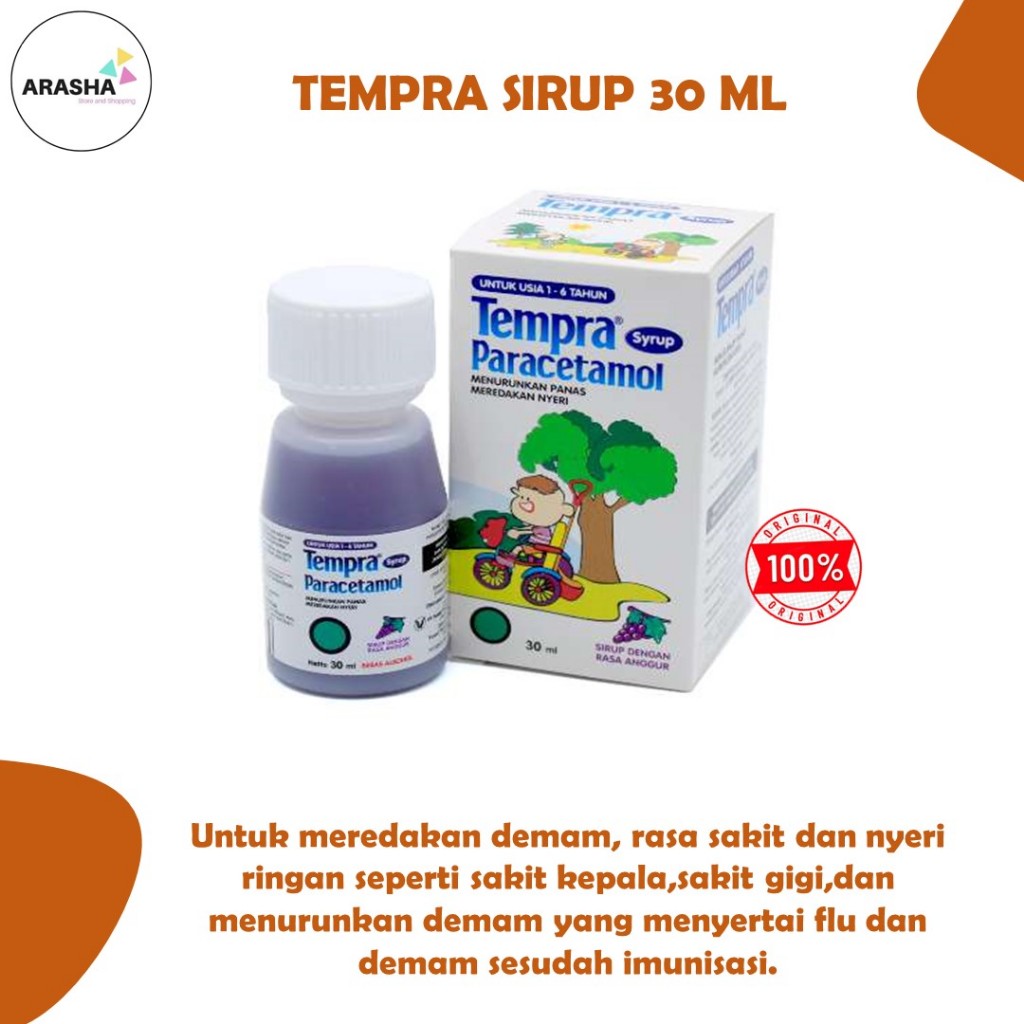 Jual Tempra syrup paracetamol 2-6 tahun 30 ml - meredakan demam sakit gigi sakit kepala flu dan ...