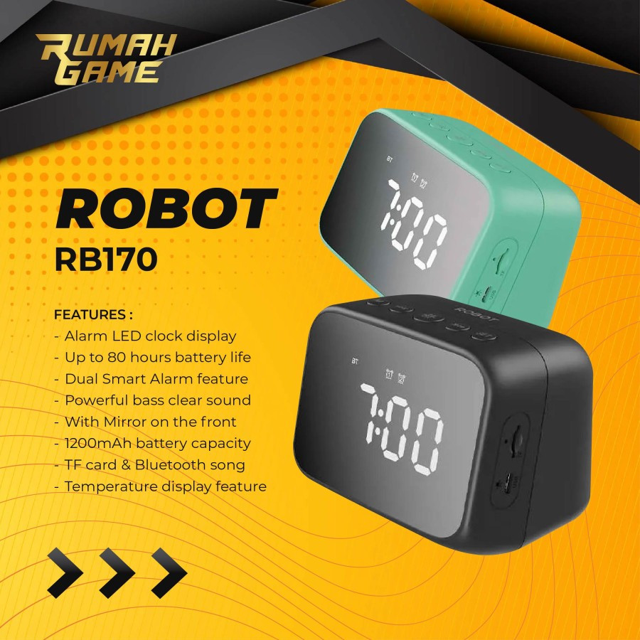 Jual Robot RB170 Bluetooth 5.3 Speaker Audio LED Display Alarm Jam ...