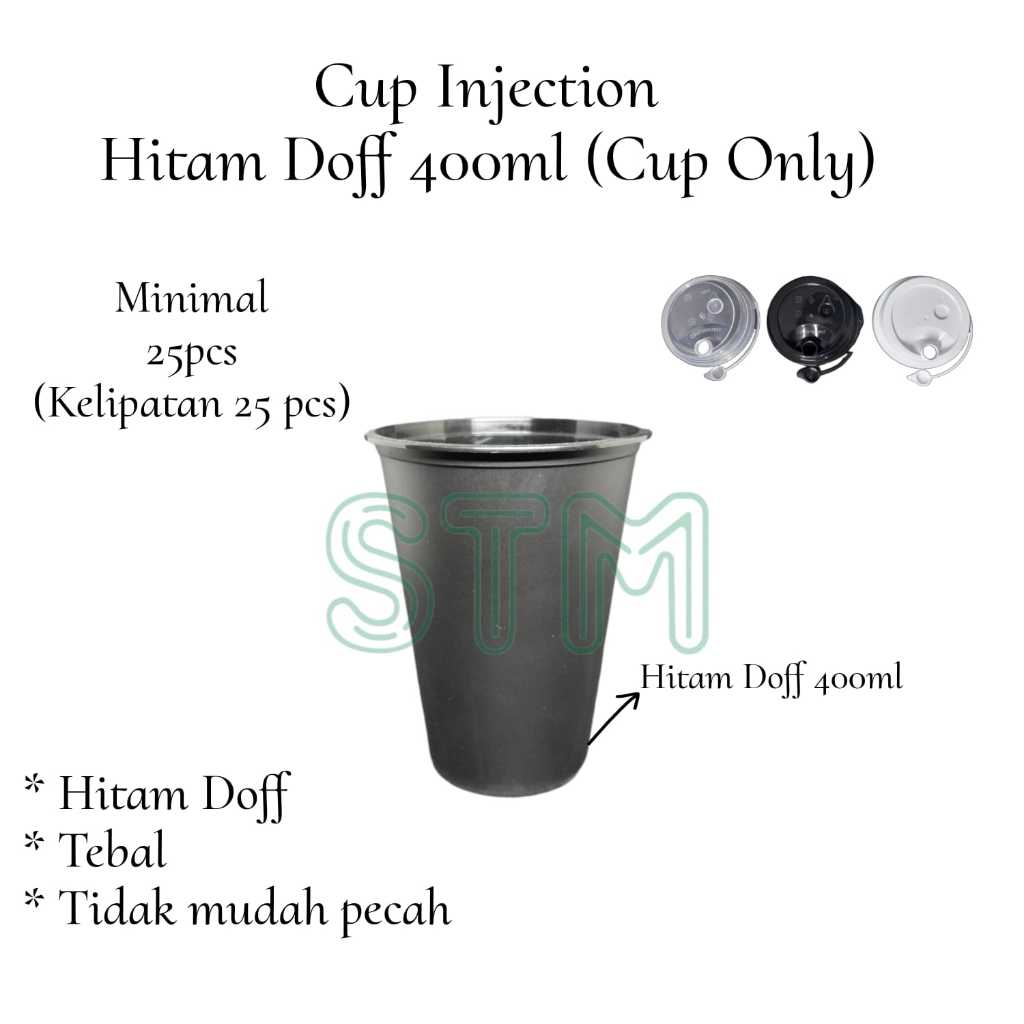 Jual Isi 25Pcs/Set Thinwall Cup PPI injection Glosy Hitam 14oz /Gelas ...