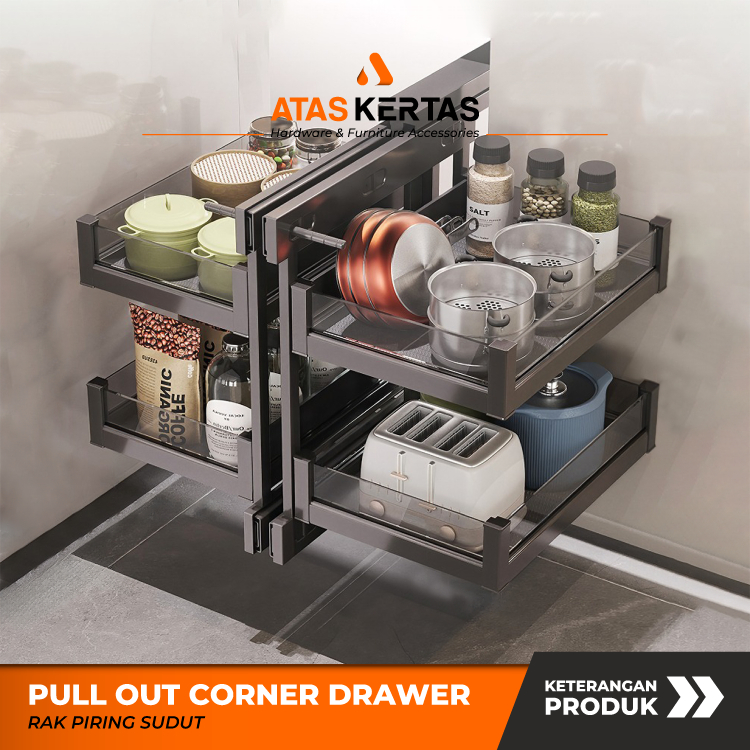 Jual Pull out corner drawer - rak sudut kitchen set - rak tarik kitchen ...