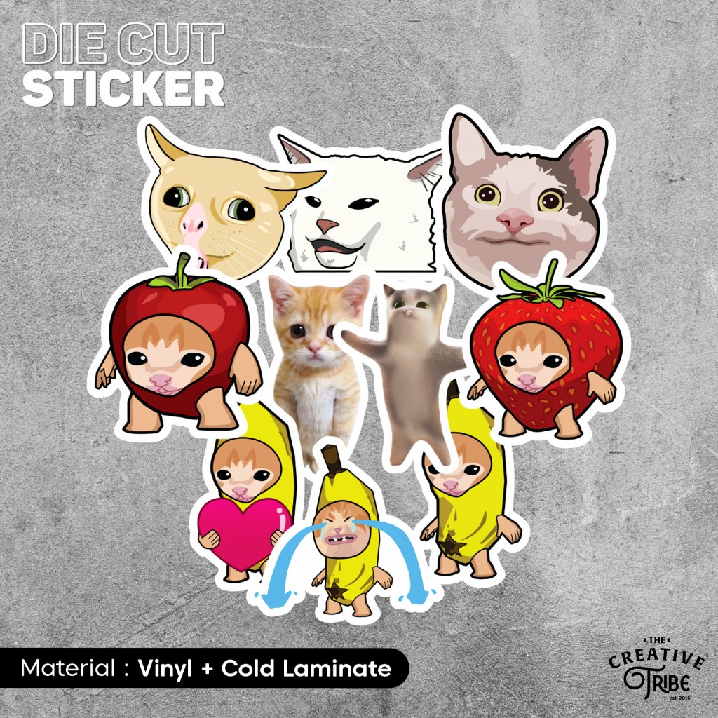 Jual Meme Cat - Sticker Vinyl Die Cut - Stiker Laptop Motor Mobil Botol ...