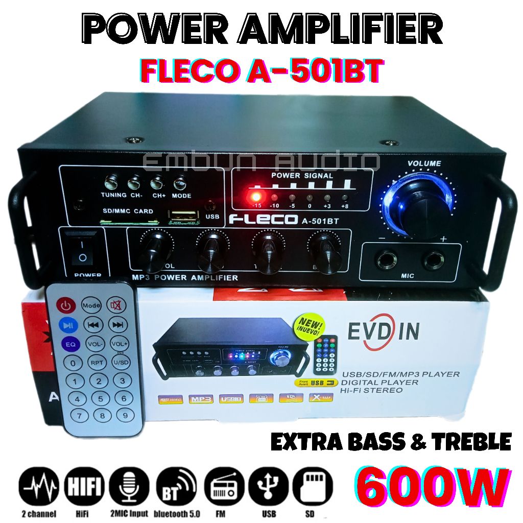 Jual Power Amplifier Bluetooth Fleco A-501BT 600W | Audio Penguat Suara ...