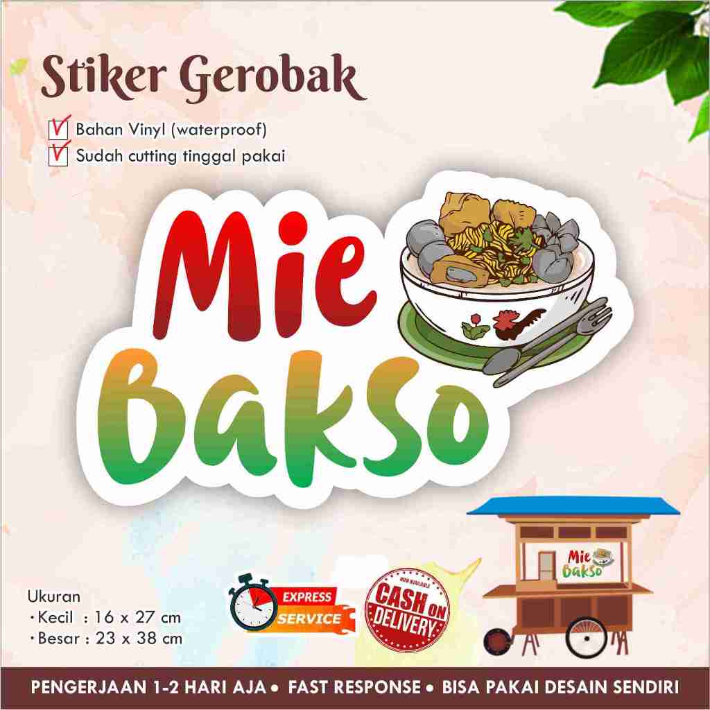 Jual STIKER KACA GEROBAK VINYL MIE BAKSO / LABEL MAKANAN | Shopee Indonesia