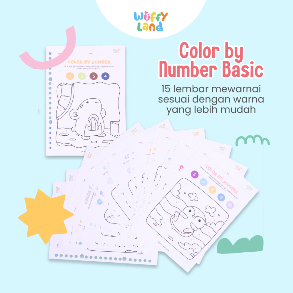 Jual WUFFYLAND Lembar Mewarna Binder Coloring Worksheet Color By Number ...