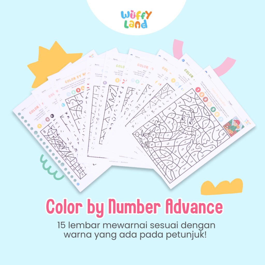 Jual WUFFYLAND Lembar Mewarna Binder Coloring Worksheet Color By Number ...