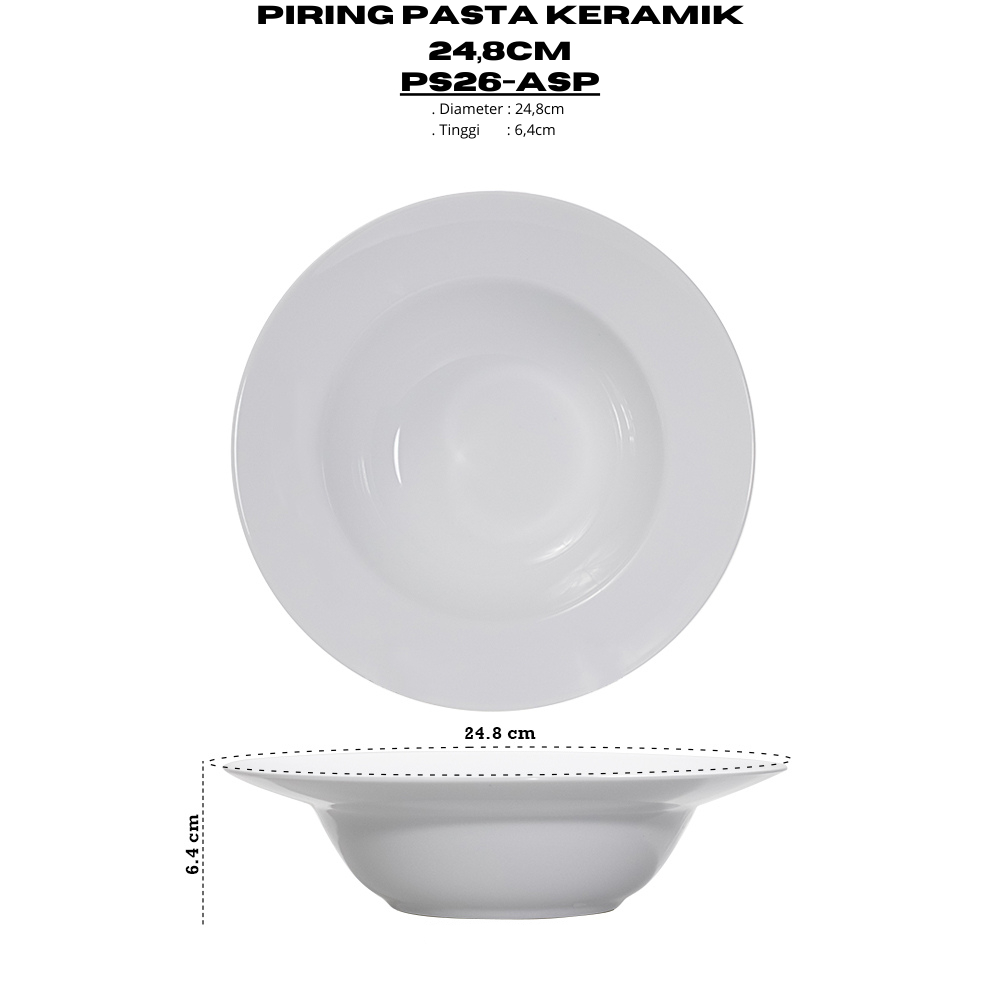 Jual Piring Pasta Keramik 24,8CM (1PCS) Polos By indo Keramik Plate ...