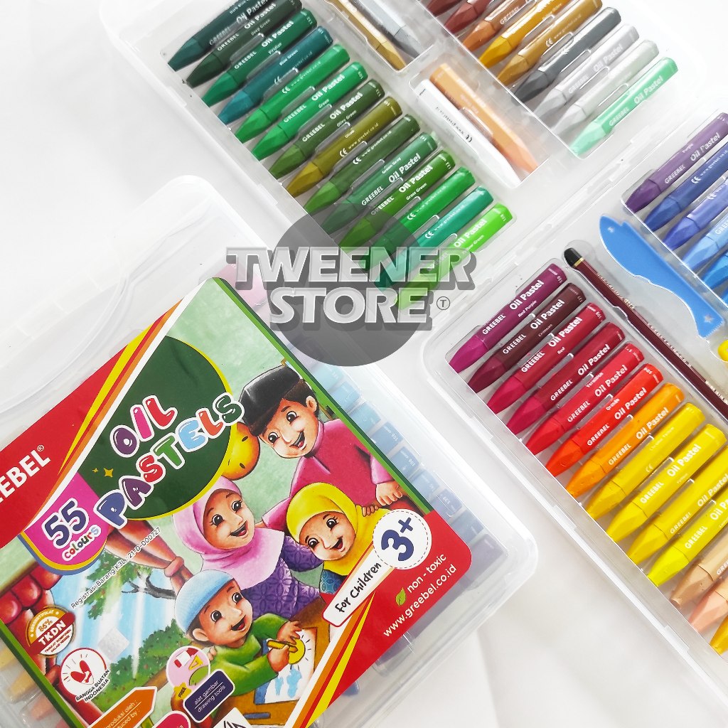Jual GREEBEL Oil Pastel CRAYON 55 Colours | Krayon | Shopee Indonesia
