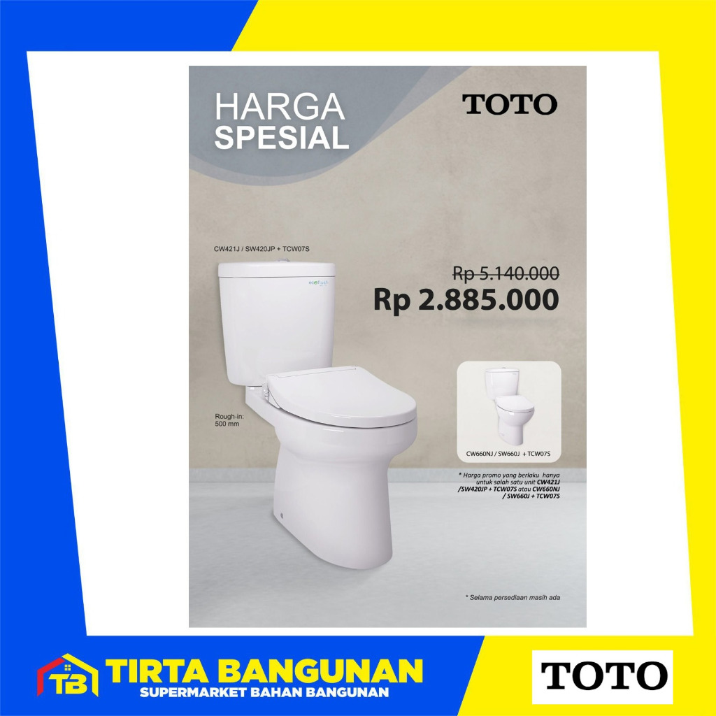 Jual TOTO CLOSET DUDUK CW421J SW420JP TCW07S ECO WASHER TOILET WC DUAL ...